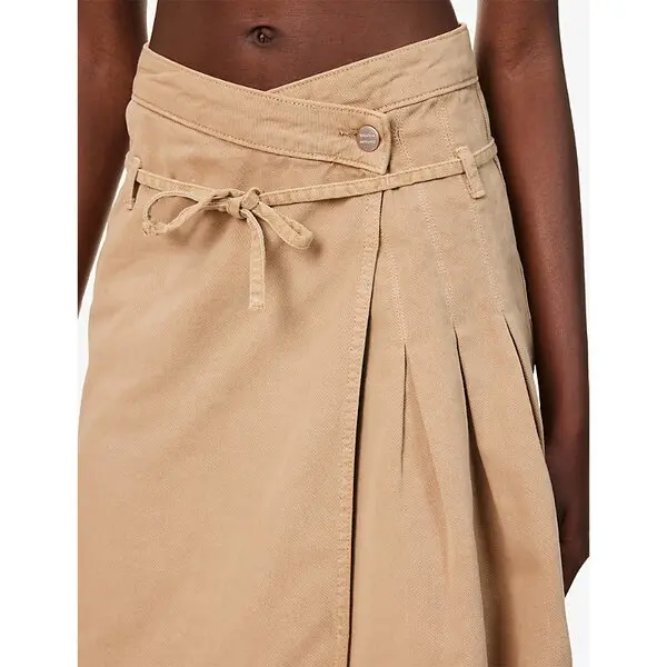 DAMSON MADDER Kat Kilt Wrap-front Denim Midi Skirt