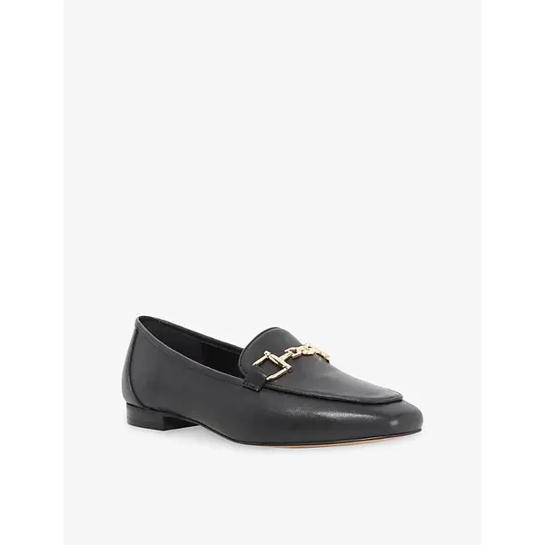 DUNE Grained Flat Leather Loafers - Black Leather