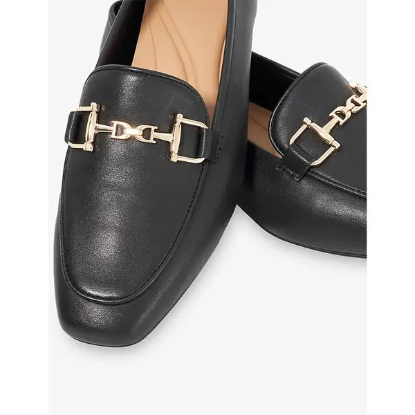 DUNE Grained Flat Leather Loafers - Black Leather