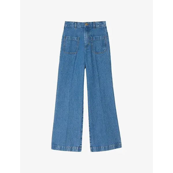 Sandro Wide-leg High-rise Denim Jeans - Blue Jean