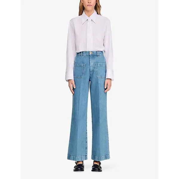 Sandro Wide-leg High-rise Denim Jeans - Blue Jean