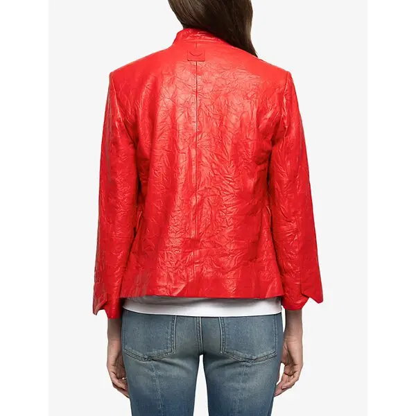 Zadig&Voltaire Collarless Crinkled Leather Jacket - Love