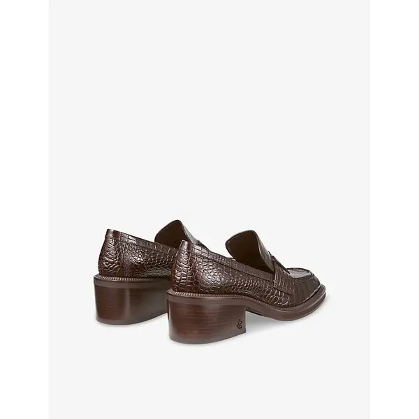 JIMMY CHOO Tylor 60 Embossed Leather Loafers - Chocolate