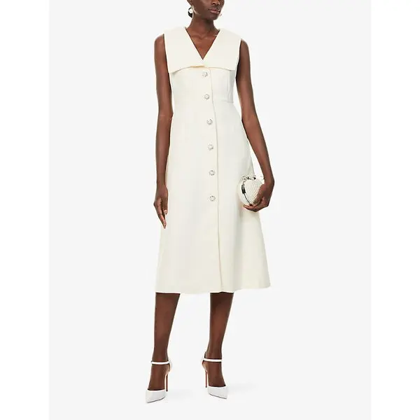 Toms Sister Jane Birdie Wide-Collar Stretch-Woven Midi Dress In Cream - 63%  Off | Editorialist
