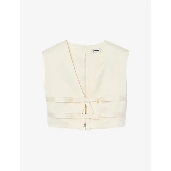 Sandro Sleeveless Cropped Satin Top