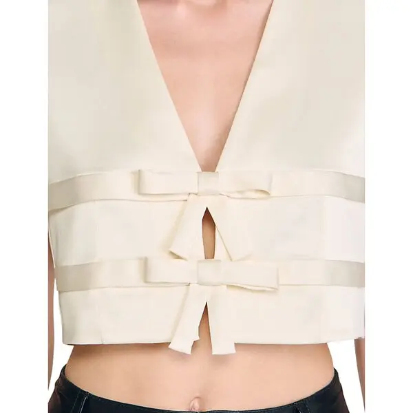 Sandro Sleeveless Cropped Satin Top