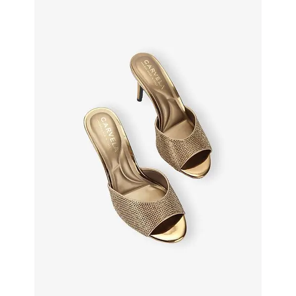 Carvela Silvia Embellished Woven Mules - Bronze