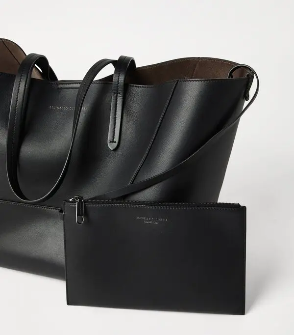 Brunello Cucinelli Bc Duo Calfskin Tote Bag - Black