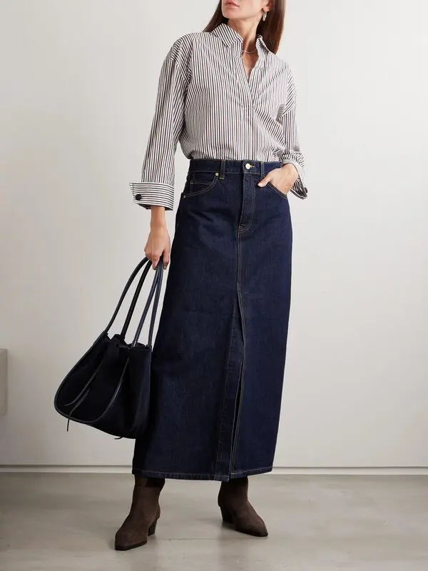 Veronica Beard Draymond Striped Stretch Cotton-blend Poplin Shirt