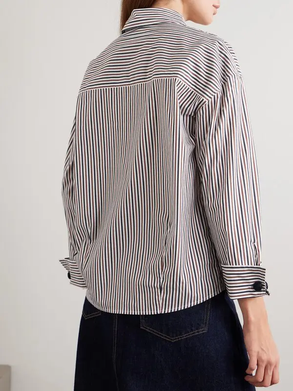 Veronica Beard Draymond Striped Stretch Cotton-blend Poplin Shirt