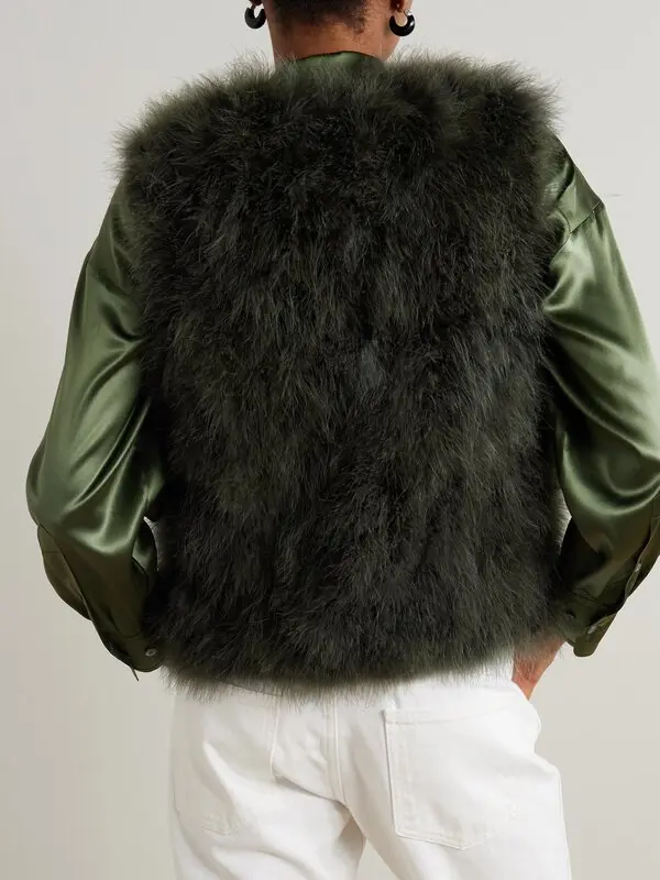 YVES SALOMON Feather Vest - Green