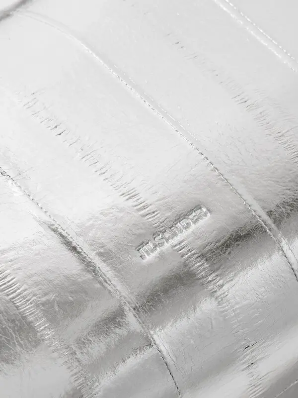 JIL SANDER Goji Pillow Metallic Crinkled-leather Shoulder Bag