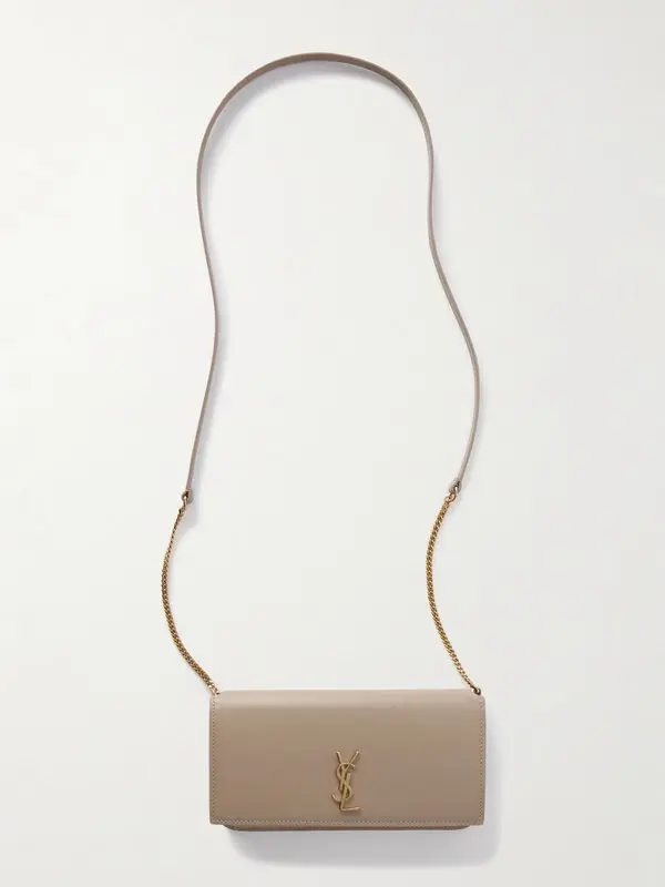Saint Laurent Cassandre Strap Leather Phone Case - Neutrals