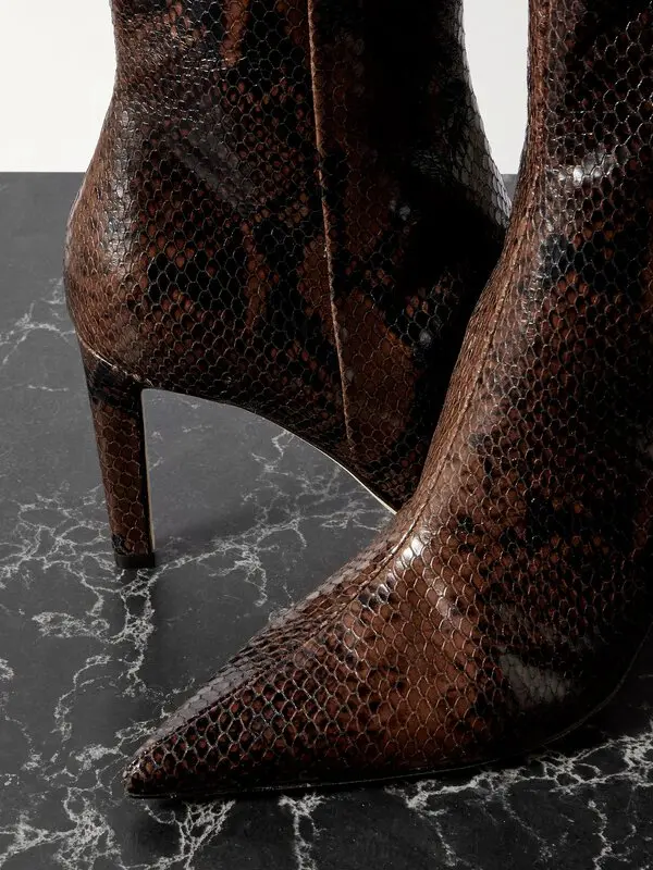 JIMMY CHOO Frankie 85 Snake-effect Leather Ankle Boots