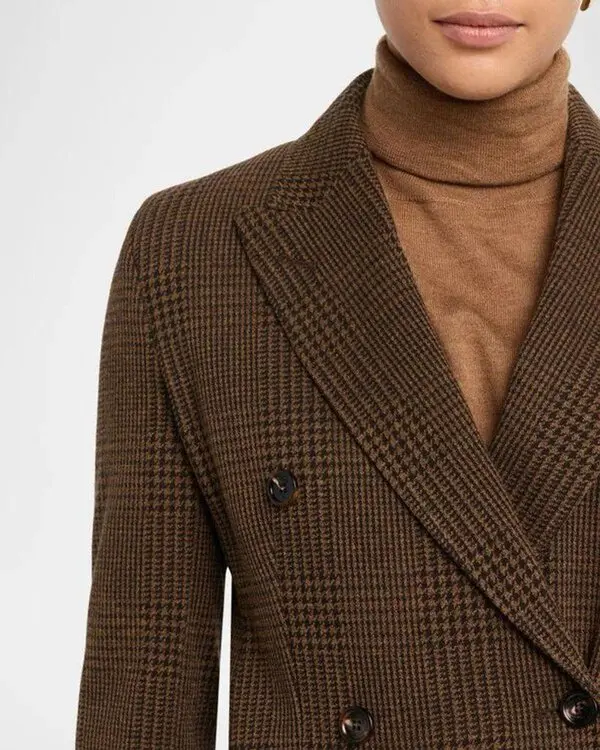 Max Mara Zulma Houndstooth Wool Double-breasted Jacket