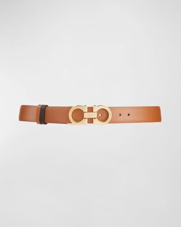 FERRAGAMO Reversible Gancini Leather Belt - Sella