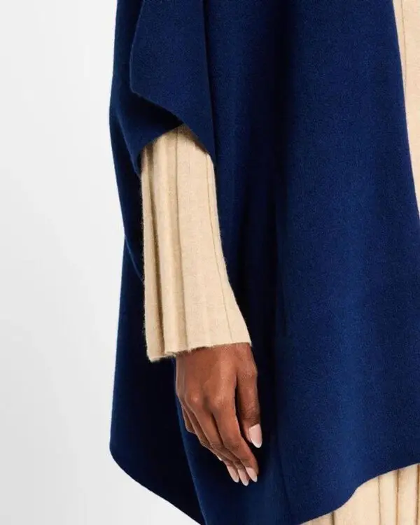 Sofia Cashmere Cashmere Double Knit Cape - Navy