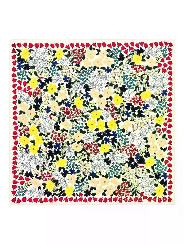 Bimba Y Lola Floral-print Square Scarf - Neutrals
