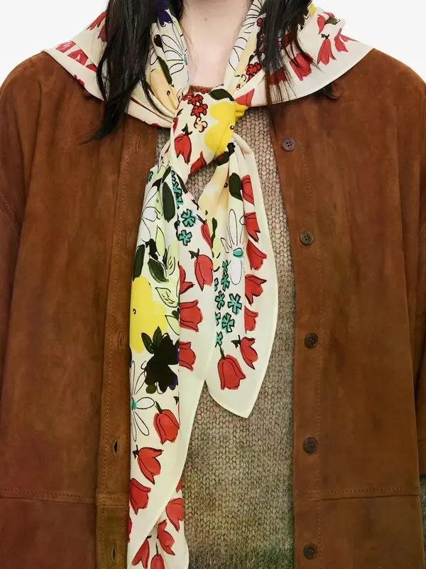 Bimba Y Lola Floral-print Square Scarf
