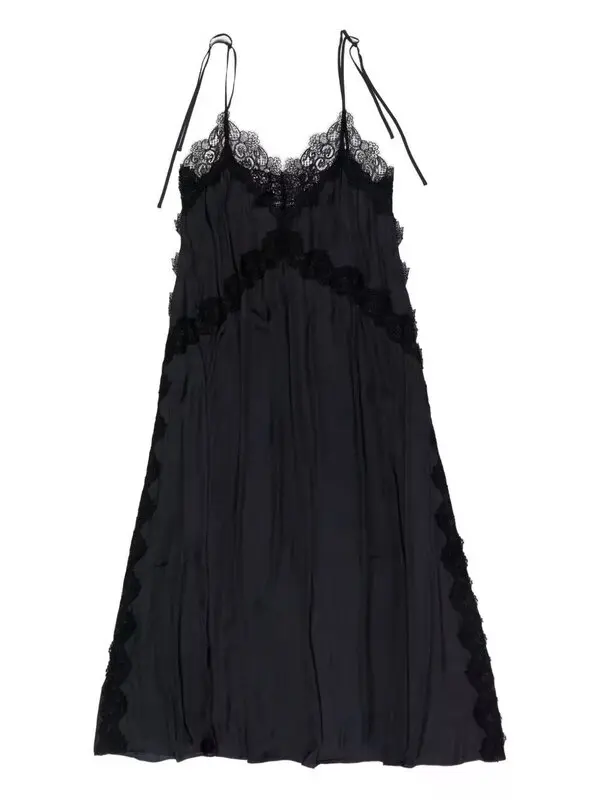 Bimba Y Lola Lace-trimmed Slip Midi Dress - Black