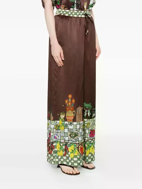 ALEMAIS Printed Trousers - Brown