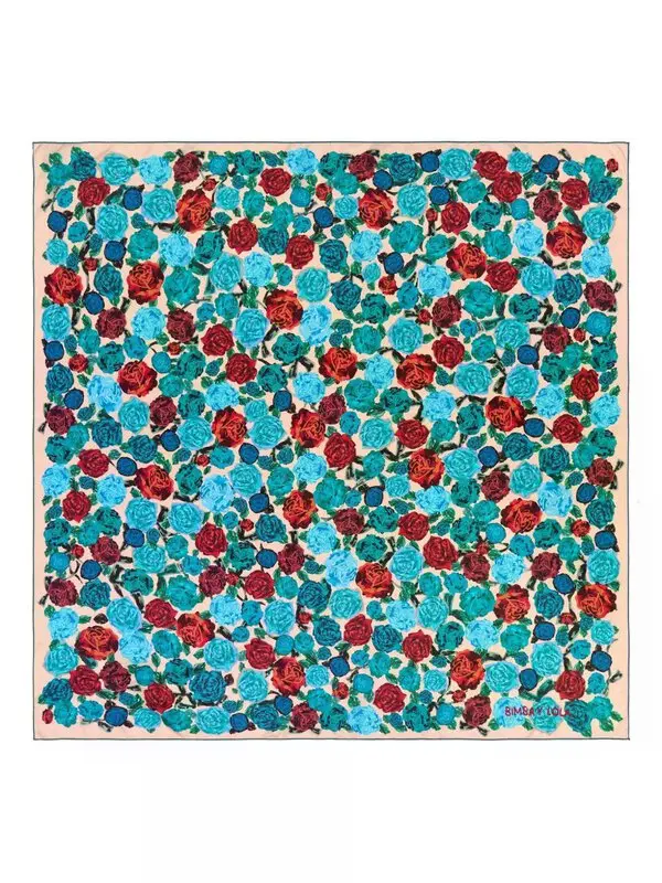Bimba Y Lola Rose-print Scarf - Blue