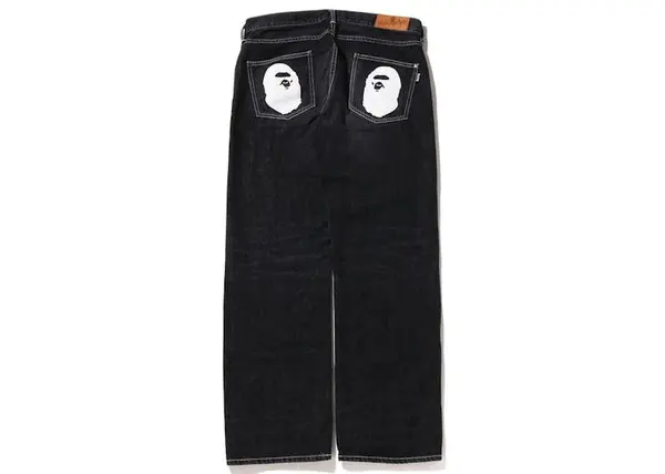 A BATHING APE Ape Head Relaxed Fit Denim - Black