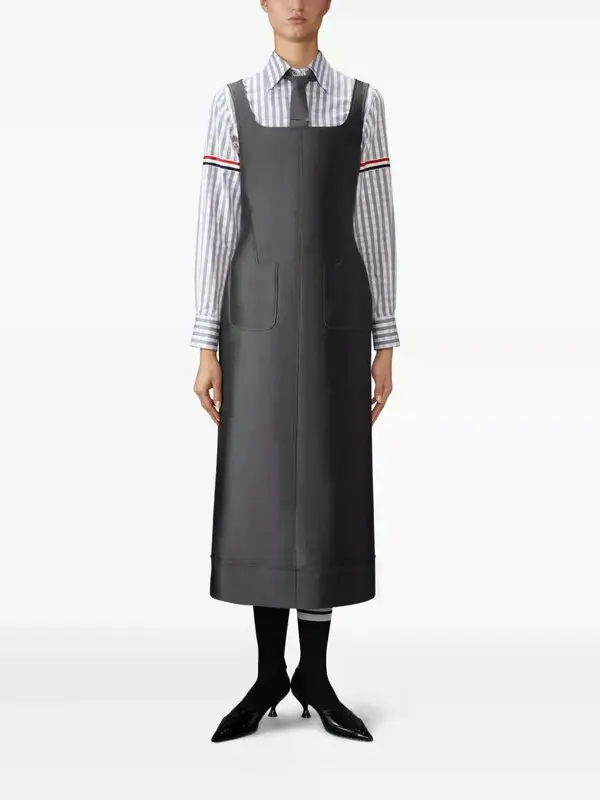 Thom Browne Square-neck Patch-pocket Dress