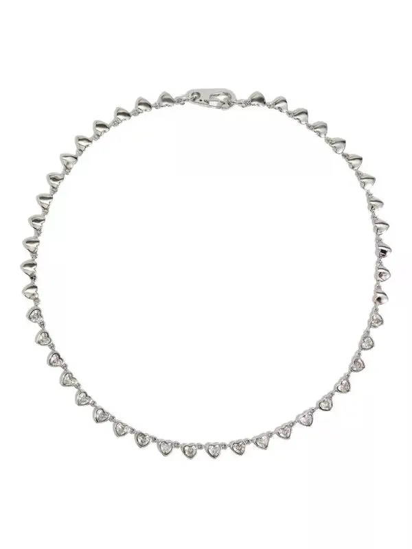Bimba Y Lola Heart-shaped Crystal Chain Necklace - Silver