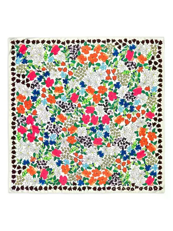 Bimba Y Lola Floral-print Square Scarf - White