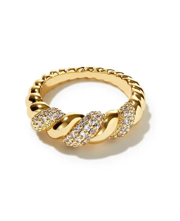 ANA LUISA Rope Pave Ring - Gold