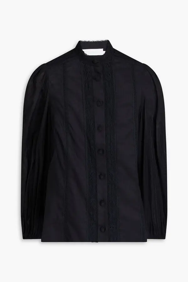 Zimmermann Lace-trimmed Floral-print Cotton-gauze Shirt - Black