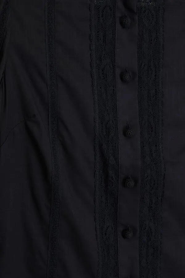 Zimmermann Lace-trimmed Floral-print Cotton-gauze Shirt - Black