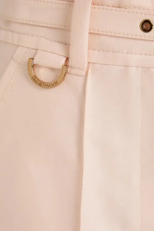 Zimmermann Belted Wool And Silk-blend Wide-leg Pants