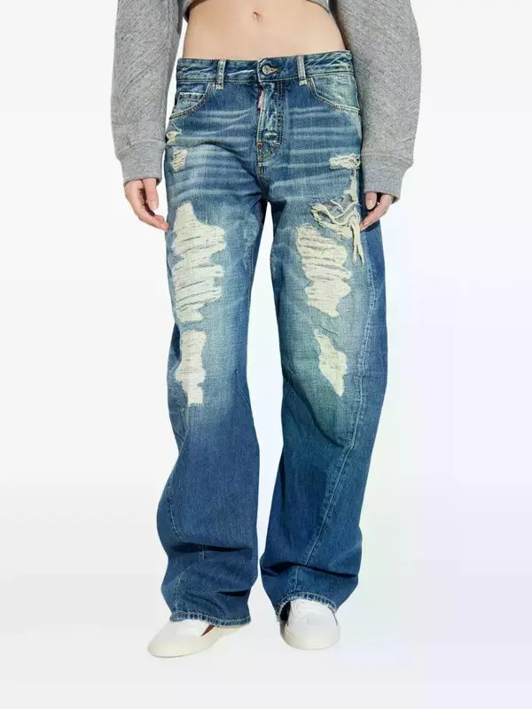 Dsquared2 Distressed Wide-leg Jeans
