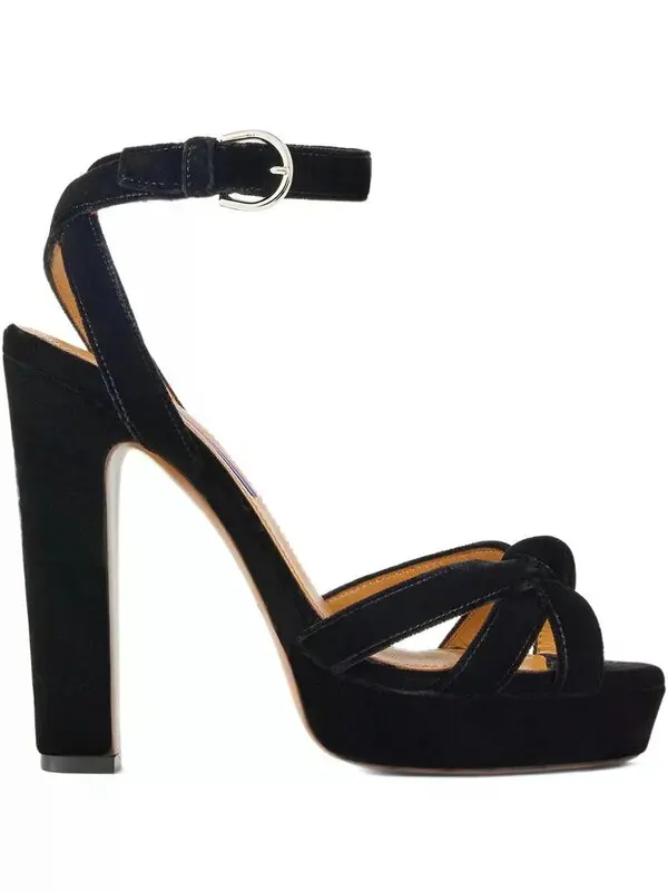 Ralph Lauren 125mm Arding Knotted Velvet Platform Sandals
