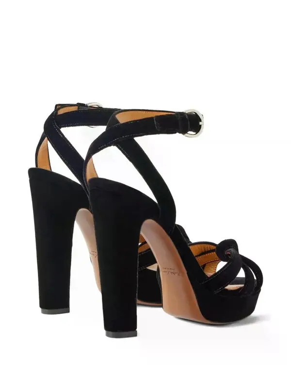Ralph Lauren 125mm Arding Knotted Velvet Platform Sandals