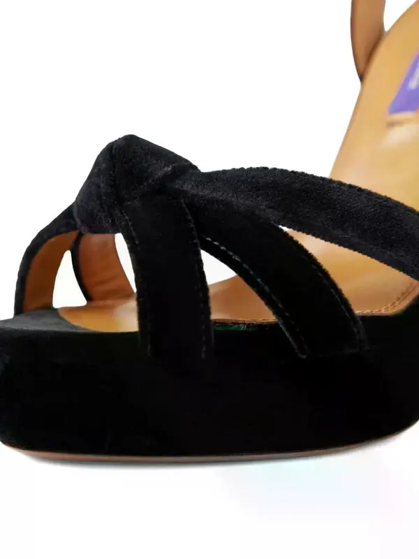 Ralph Lauren 125mm Arding Knotted Velvet Platform Sandals