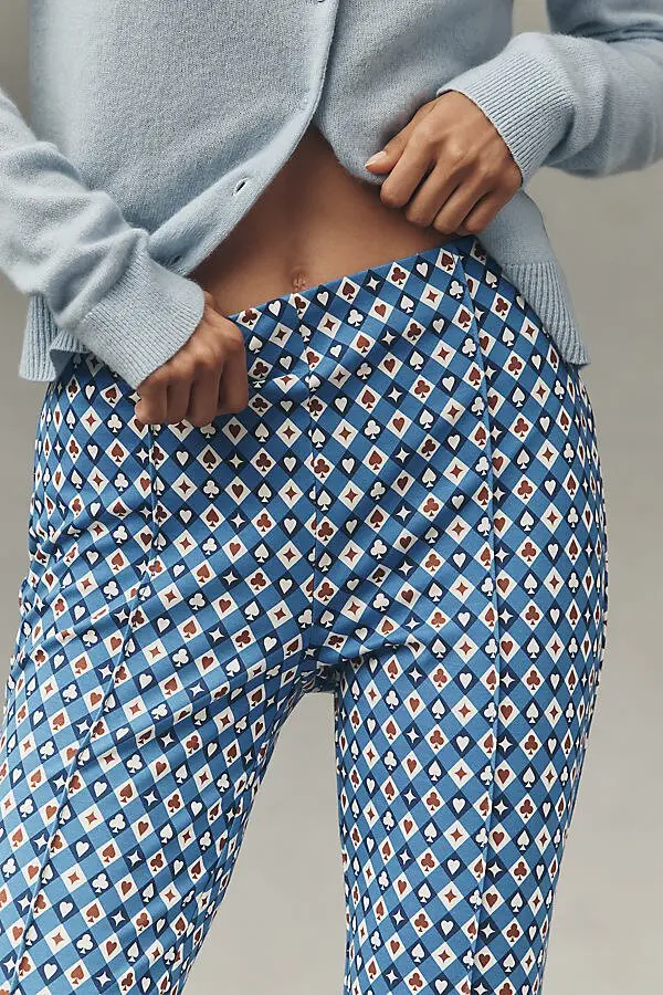 Maeve The Poppy Printed Kick-flare Pull-on Pants - Blue Pattern
