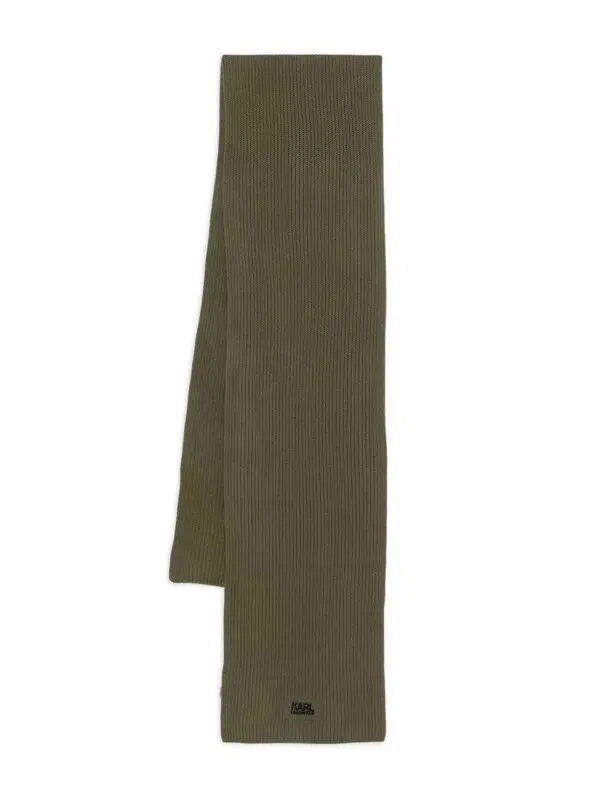 Karl Lagerfeld Ribbed Cotton Scarf - Green