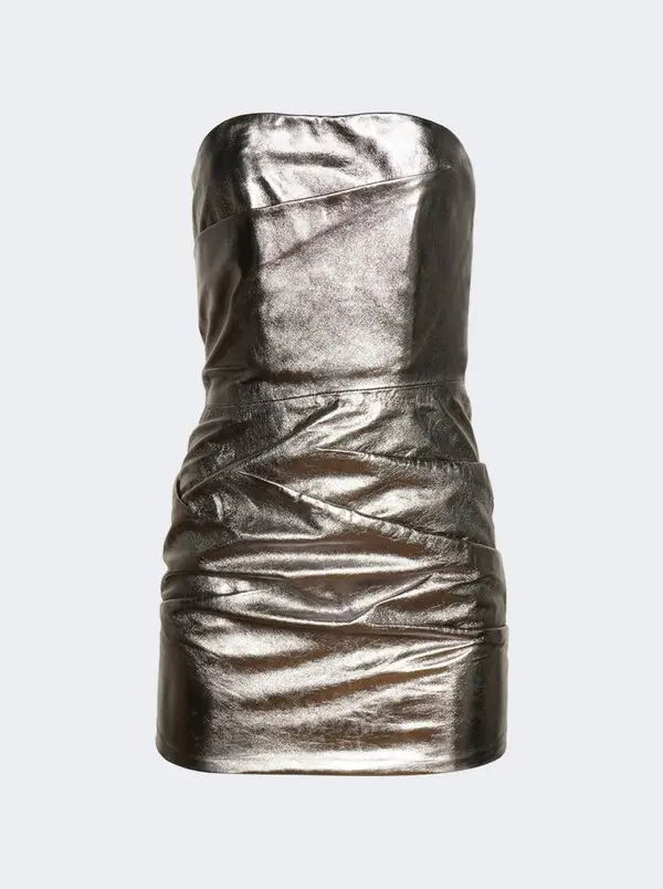 Attico Mini Mirror Leather Dress - Silver