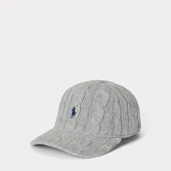 Ralph Lauren Cable-knit Cotton Ball Cap - Grey Heather