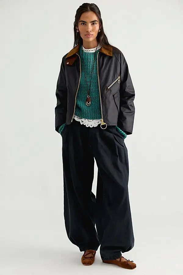 Barbour Arlene Wax Jacket - Navy