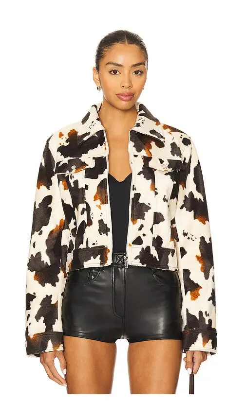 Superdown Leah Cow Print Jacket
