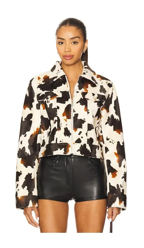 Superdown Leah Cow Print Jacket
