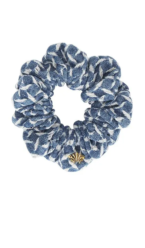 Lele Sadoughi Lattice Denim Scrunchie - Cadet Blue
