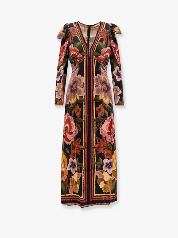 Farm Rio Viscose Long Dress With Floral Print - Multicolor