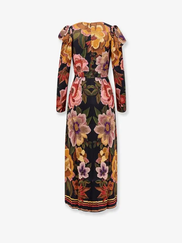 Farm Rio Viscose Long Dress With Floral Print