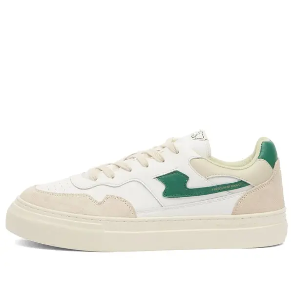 S.W.C STEPNEY WORKERS CLUB Pearl S-strike Leather Sneakers - White/spring Green