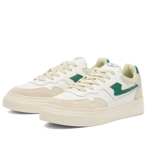 S.W.C STEPNEY WORKERS CLUB Pearl S-strike Leather Sneakers - White/spring Green